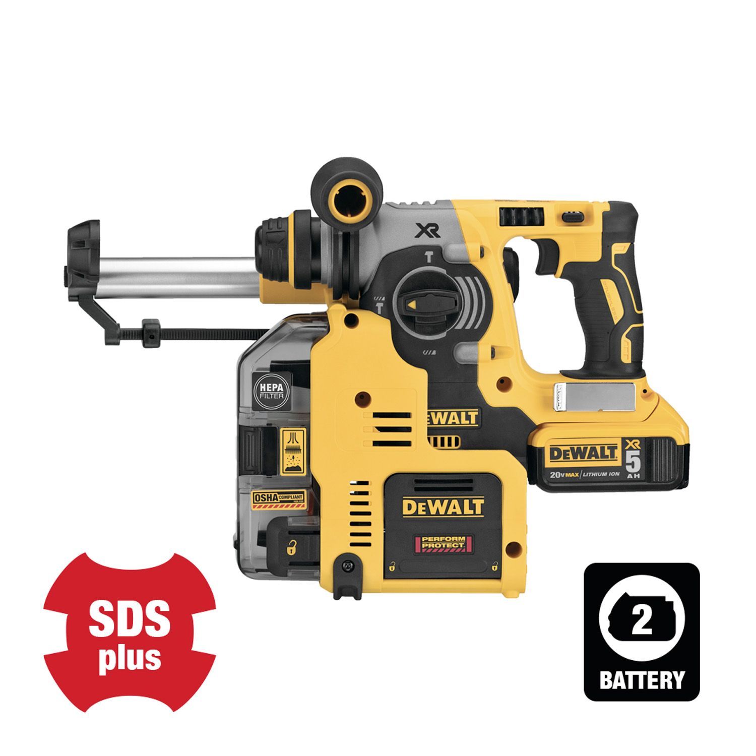 DeWalt 20V MAX XR 1" SDS+ L-Shape Rotary Hammer with Dust Extractor | K ...