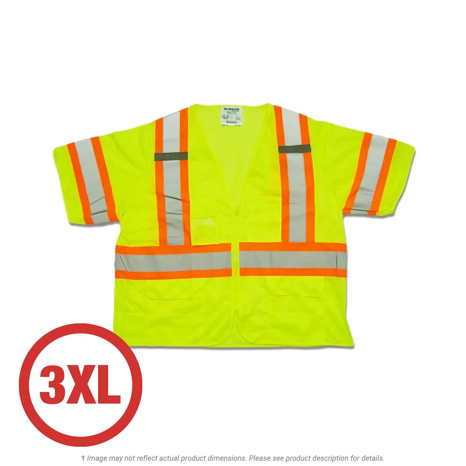 Hi-Viz Mesh Safety Vest, DOT Striping, ANSI Class 3, Yellow, 3XL | K.L ...
