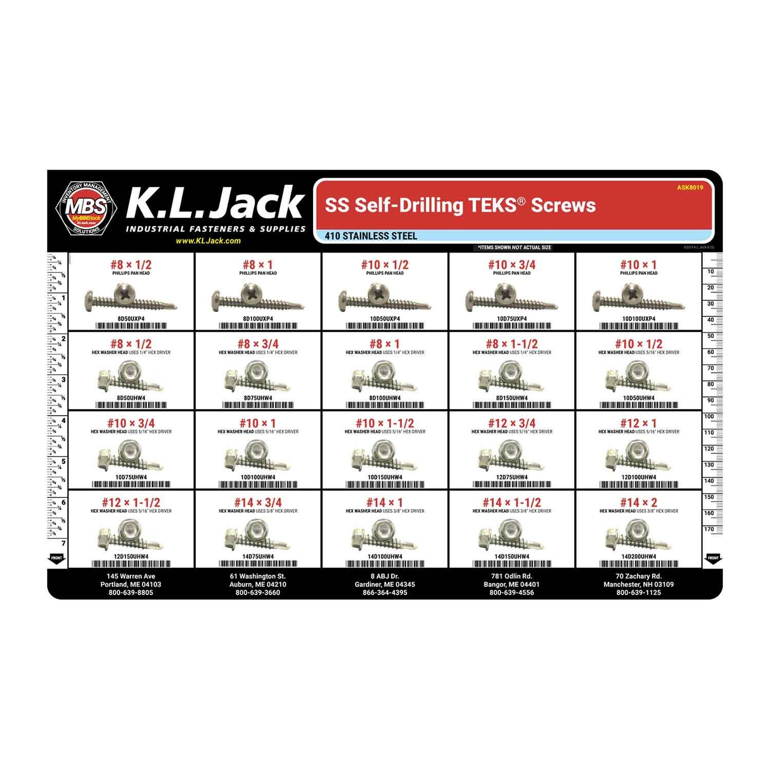 Stainless Self-Drilling Tek Screw Assortment | K.L. Jack