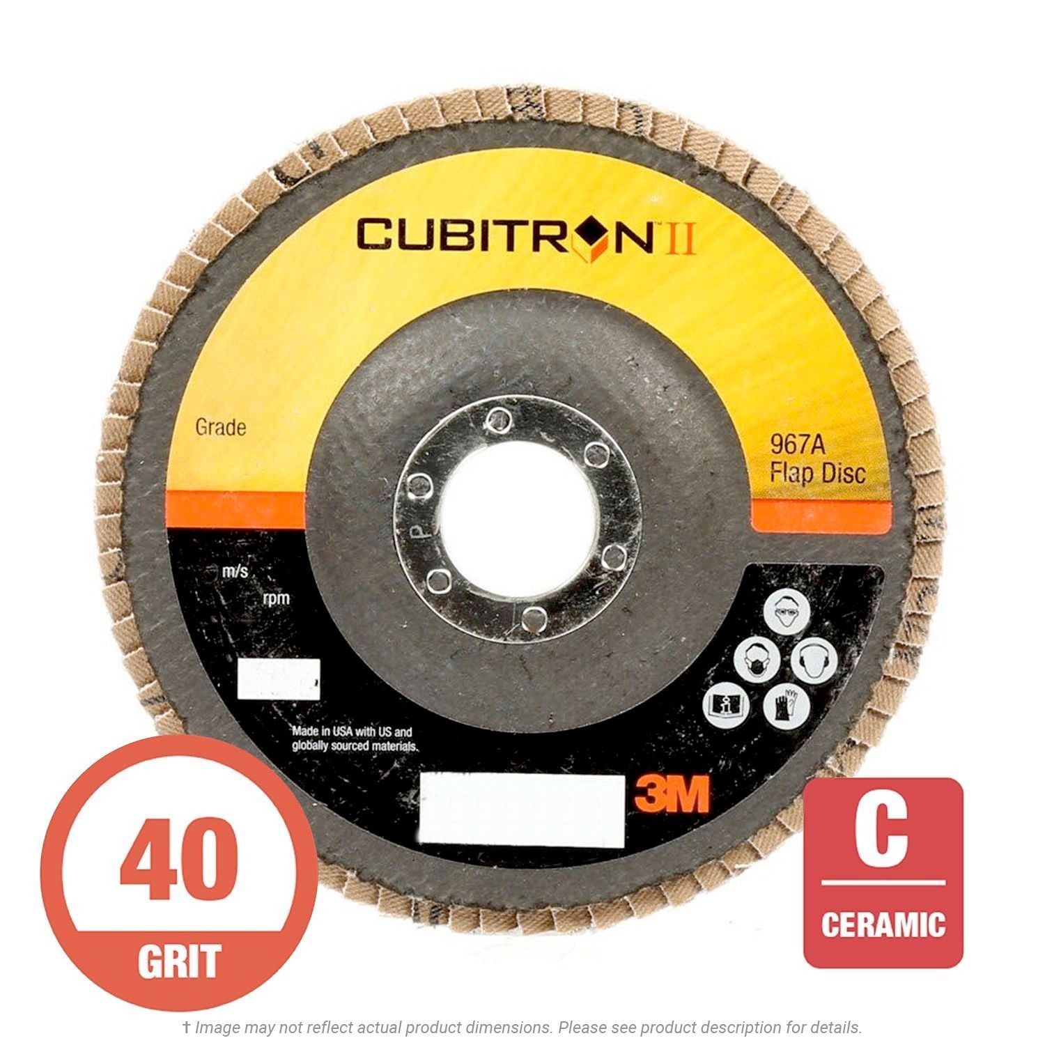 5" x 7/8" 3M Cubitron II Flap Disc 967A, T29, 40 Grit - 10 per Box | K ...
