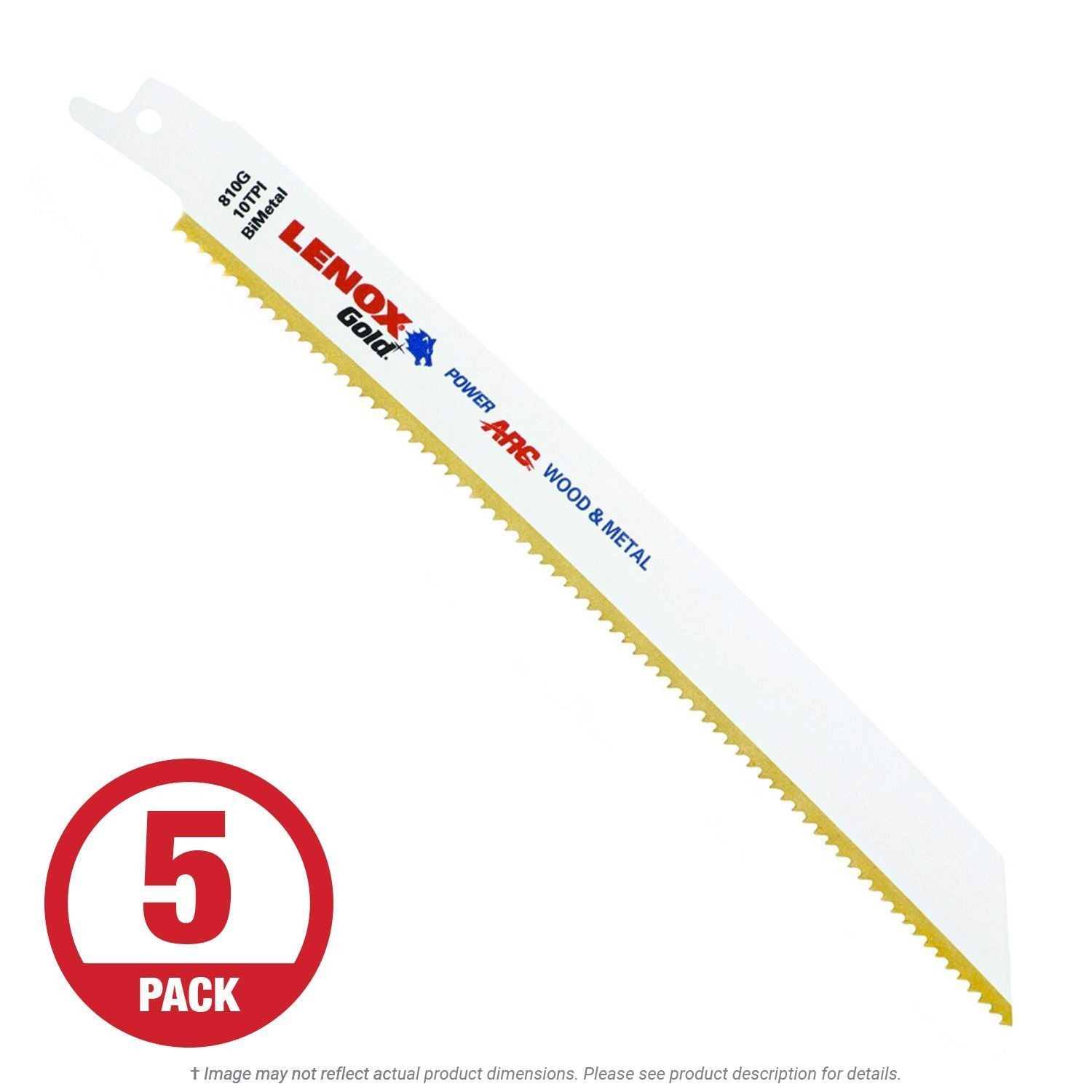 Lenox Gold 810GR 8" x 10 TPI Recip Saw Blade, General Purpose, 5-Pack ...