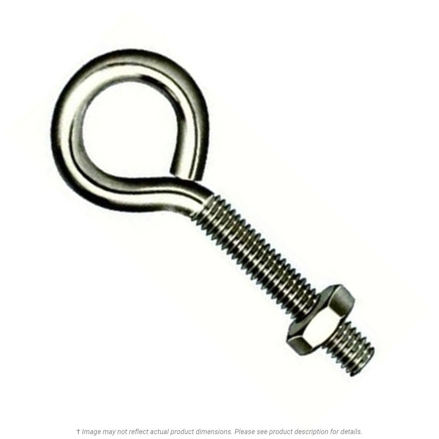 1/2"-13 x 4" Stainless Steel Wire Turned Eye Bolt with Nut - 10 per Box ...