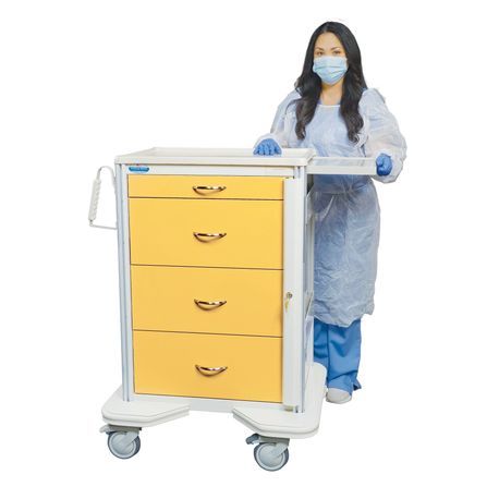 Aluminum Premier 30" 4-Drawer Key Locking Cart, Red | Armstrong Medical
