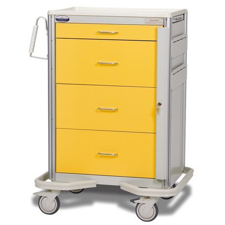 Aluminum Premier 30" 4-Drawer Key Locking Cart, Yellow | Armstrong Medical