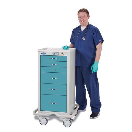 Aluminum 30" 6-Drawer Electronic Touchpad Locking Narrow Cart, Moss ...