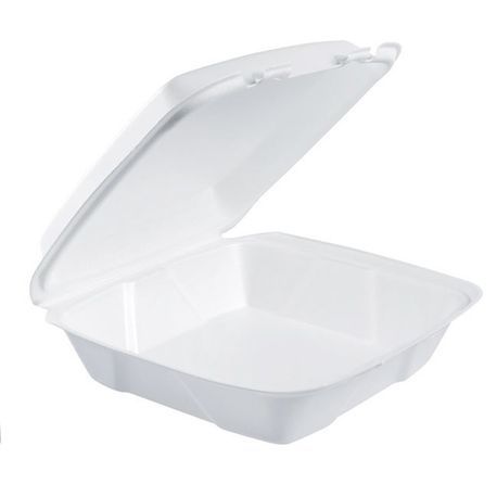 HINGED TAKE OUT PS FOAM 1-COMPT 9x9x3" WHITE 200/cs | Singer Equipment Co.