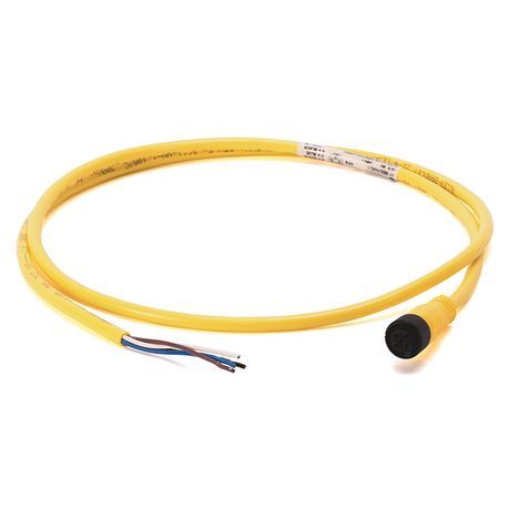 DC Micro (M12), Female, Straight, 4-Pin, PVC Cable, Yellow, Unshielded ...