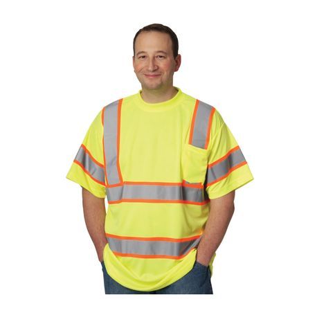 PIP® 313-CNTSPLY-S Crew Neck Short Sleeve T-Shirt, S, Hi-Vis Yellow ...
