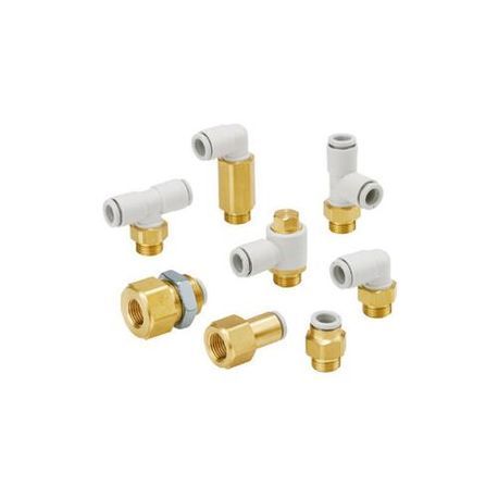 SMC® KQ2W06-G01A KQ2 Pneumatic Elbow, 6 mm x G-1/8 Nominal, Brass | SMC