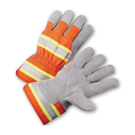 PIP® HVO500/M Unisex General Purpose Gloves, Leather Palm/Work, Gunn Cut with Wing Thumb Style ...