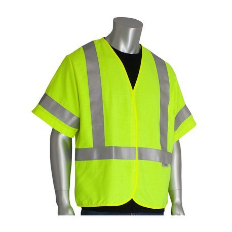 PIP® 305-3200-5X Flame-Resistant Safety Vest, 5XL, Hi-Viz Yellow, Solid ...