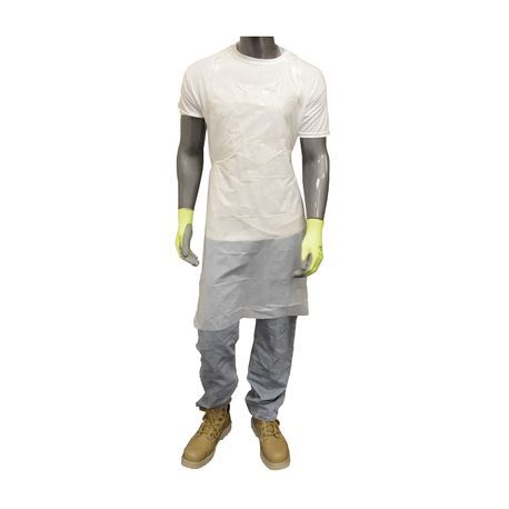 PIP® 2846PE Bib Apron, White, Polyethylene, 46 in L | SMC