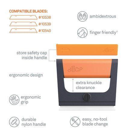 Slice™ 10501 Durable Wide Grip Scraper, Ceramic Rounded Tip Blade ...