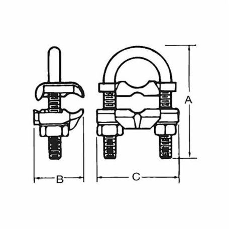 Blackburn® GUV5821 Type GUV Non-Insulated U-Bolt Grounding Clamp, 5/8 ...