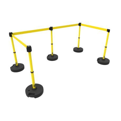 Banner Stakes PL4592 PLUS Barrier Set X5, Blank Yellow Banner, Includes ...