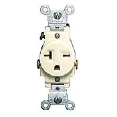 Leviton® 5821 Straight Blade Single Receptacle, 250 VAC, 20 A, 2 Pole ...