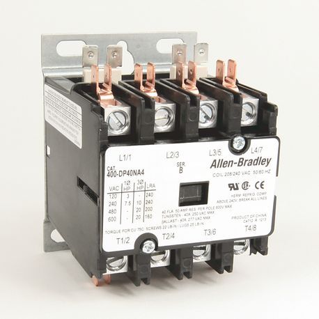Allen-Bradley, 400 Definite Purpose Contactor, 40A, 208/240V 50/60Hz, 4 ...