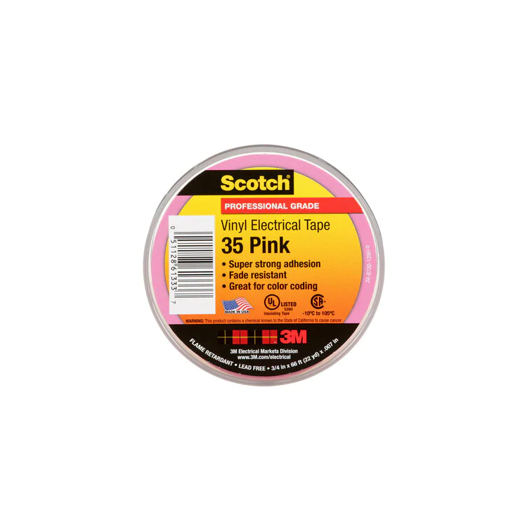 Scotch® Multi-Colored Vinyl Electrical Tape 35, Pink, 1/2 in. x 66 ft ...