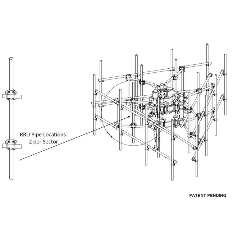 G2 Series High Capacity 3-Sector Monopole Frame, 12 ft 6 in face ...