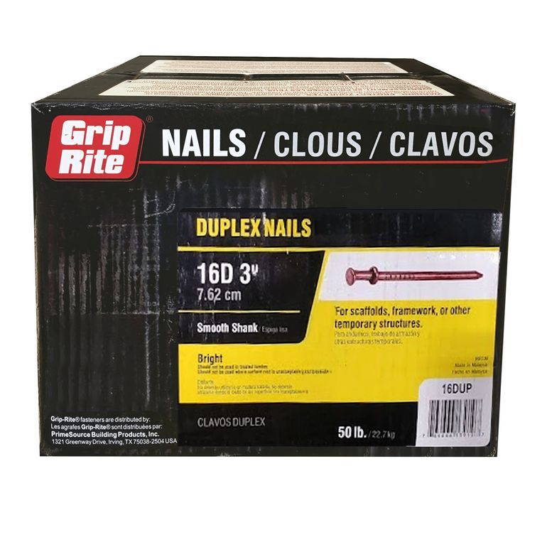 3" long 16D Double Head Duplex Nail 9 ga. Bright Finish 50 lb. box | K ...