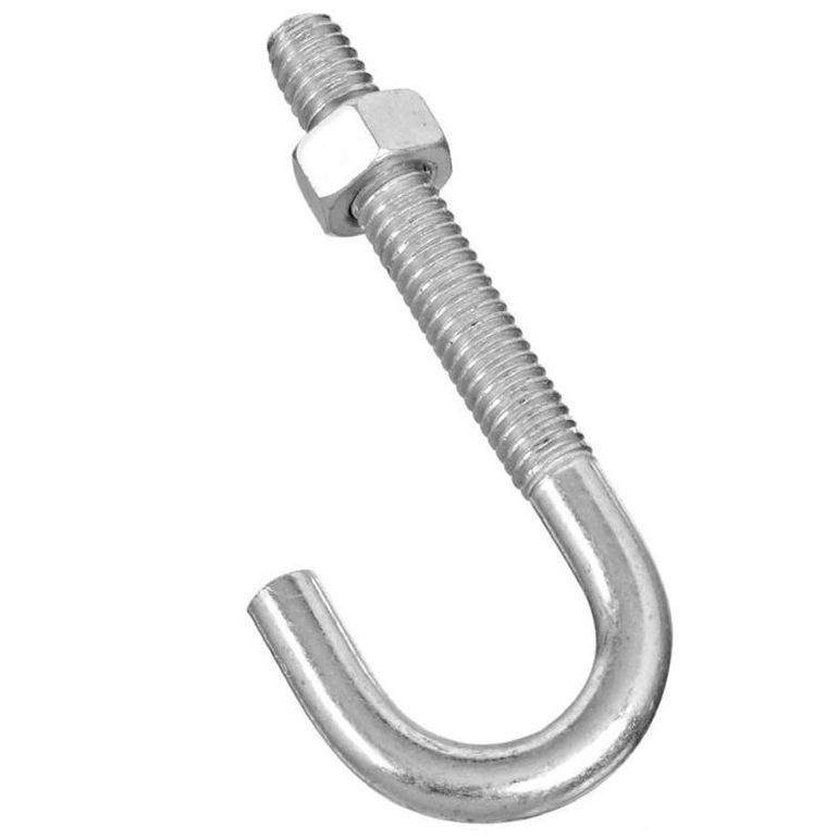 3/8"-16 x 7" Overall Length J-Bolt with Nut - 10 Per Box | K.L. Jack