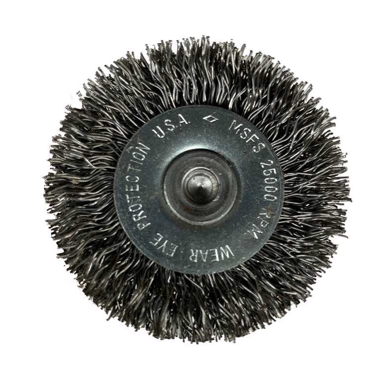 2" Carbon Crimped Wire Wheel - 0.014mm Wire Gauge - 1/4" Shank | K.L. Jack