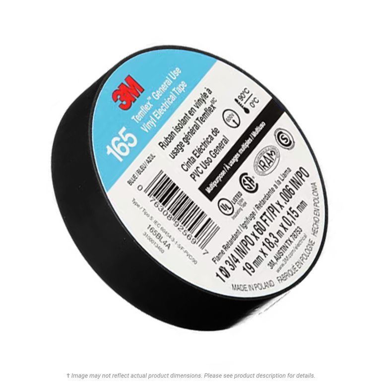 3M Temflex 3/4" x 60’ Black Electrical Tape | K.L. Jack