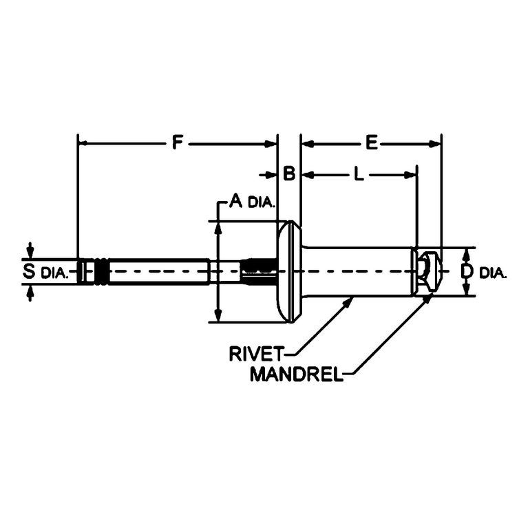 1/4" Diameter x 0.141"-0.312" Grip Aluminum/Steel T-Rivet | K.L. Jack