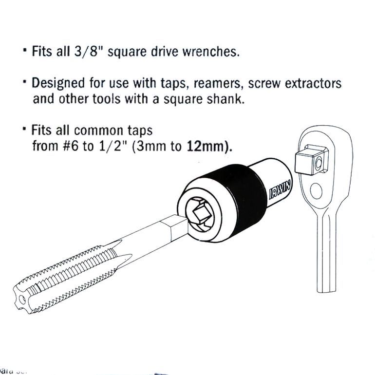 Irwin 3095001 Adjustable 3/8" Sq Drive 2-Piece Tap Socket Set, Fits #0 ...