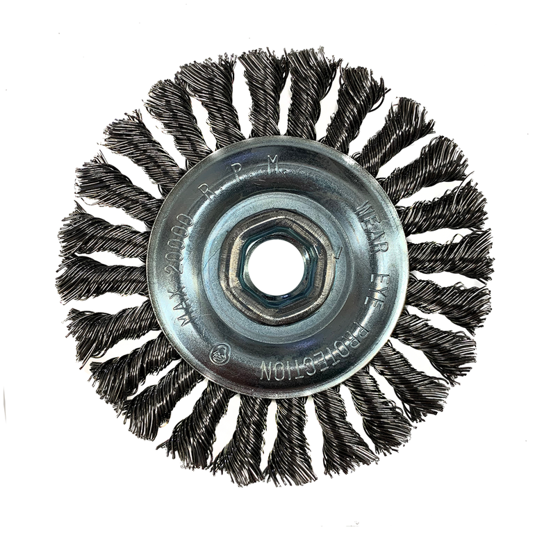 4" Cable Twist Wire Wheel - 0.020mm Wire Gauge - 5/8"-11 Arbor | K.L. Jack