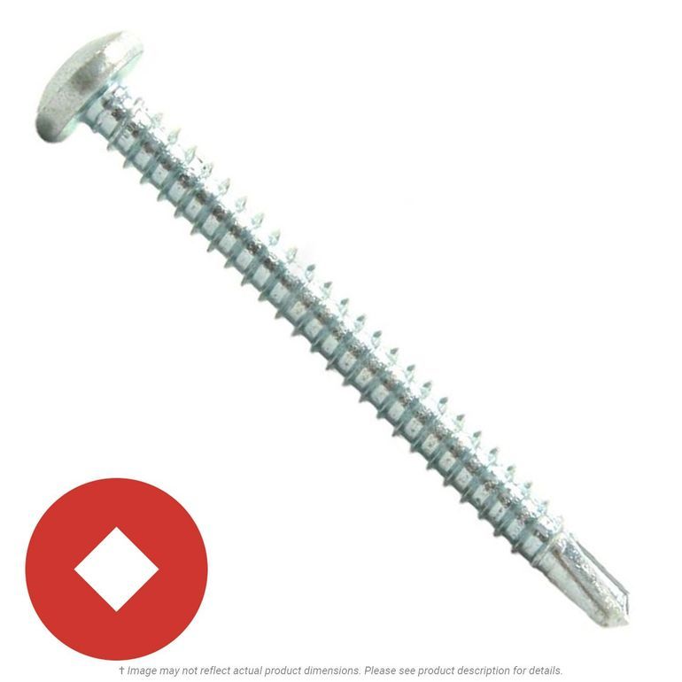 #8 x 1-3/4" Zinc Plated Pan Head Tek Screw Square Drive | K.L. Jack